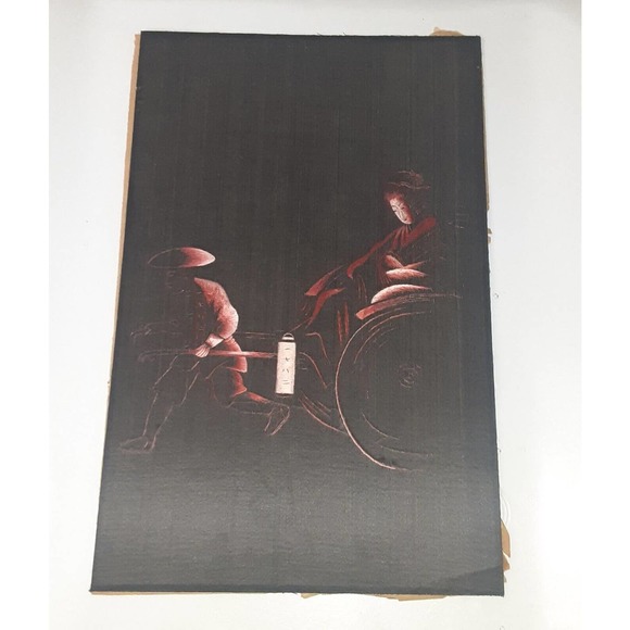 Accents | Vintage Silk Screen Needle Work Art Asian Unframed Intricate ...